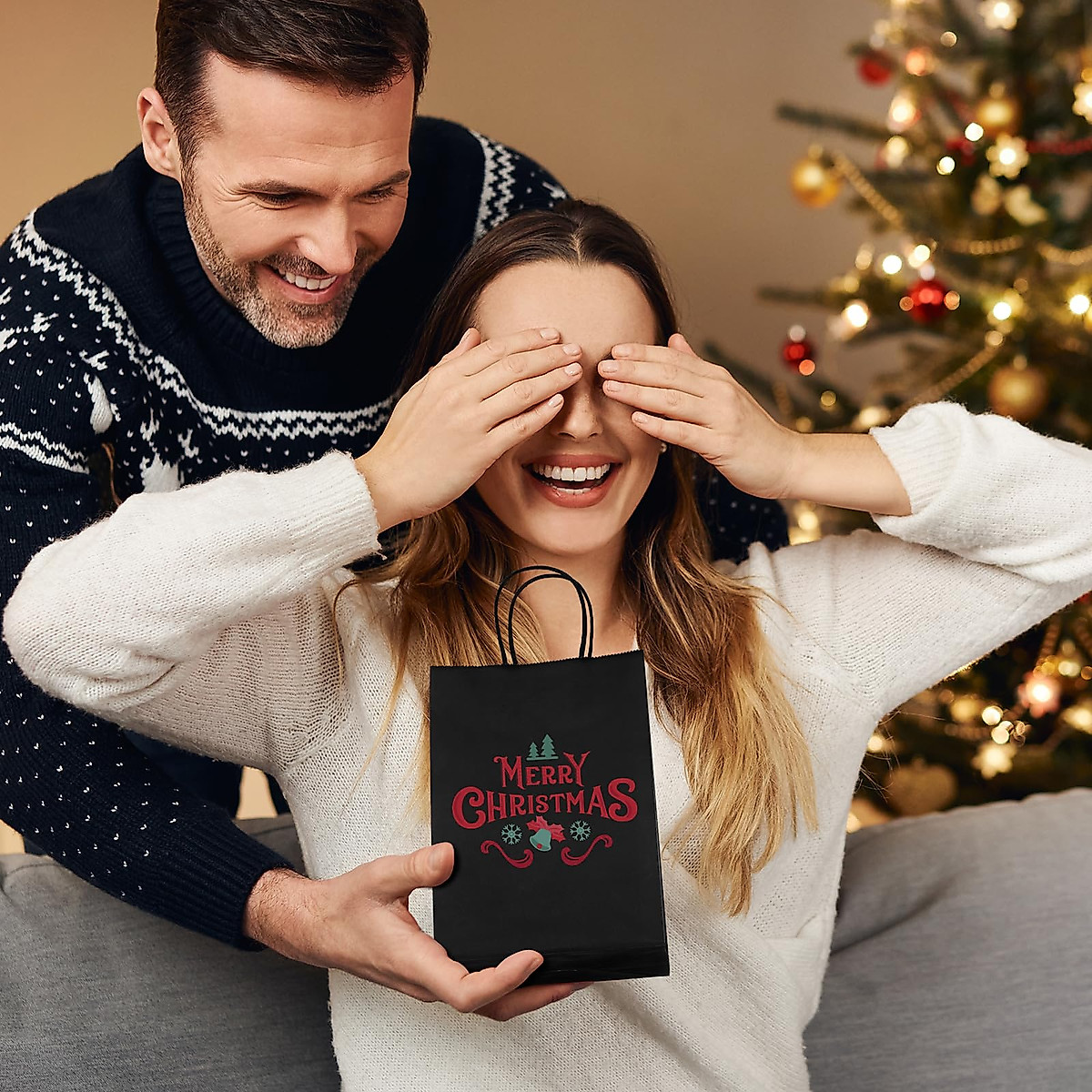 GSSUSA 100Pcs Black Paper Bags, 5.25x3.75x8 Small Gift Bags, Paper Bags with Handles Bulk, Bags for Small Business, Sturdy Kraft Paper Bags, Retail Shopping Bags, Party Favor Bags, Birthday Gift Bags