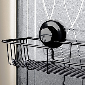 iPEGTOP Strong Suction Cup Shower Caddy Bath Shelf Storage, Combo Organizer Basket for Shampoo, Conditioner, Soap, Razor Bathroom Accessories - Rustproof Stainless Steel, Black