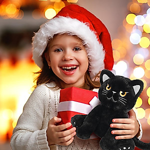 SuzziPals Coolable & Heatable Grumpy Black Cat Stuffed Animals, Lavender Scented Microwavable Plush Toys Heating Pad for Soothing & Period Discomfort, Kitty Plushie for Bedtime Cuddle, Warming Gift