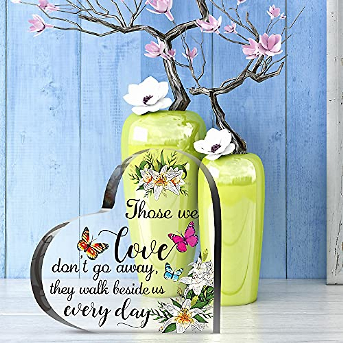 Blulu Crystal Glass Heart Memorial Gift Memorial Bereavement Gift Sympathy Condolence Gift Sympathy Table Decorations for Loss of Loved One Table Centerpieces Remembrance (Romantic, 4 x 4 Inches)