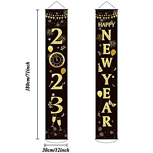 Large 2023 Happy New Year Door Banner New Year Porch Banner Signs Happy New Year Hanging Decorations for New Years Eve Party Supplies 2023 NYE Party Decorations