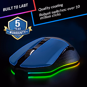 KLIM Blaze Rechargeable Wireless Gaming Mouse RGB New 2024 - High-Precision Sensor and Long-Lasting Battery - 7 Customizable Buttons - Up to 10000 DPI - Wired & Wireless Mouse for PC Mac & PS4 PS5