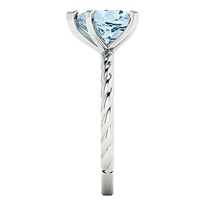 Clara Pucci 2ct Heart Cut Solitaire Rope Twisted Knot Natural Sky Blue Topaz Bridal Designer Anniversary Engagement Ring 14k White Gold