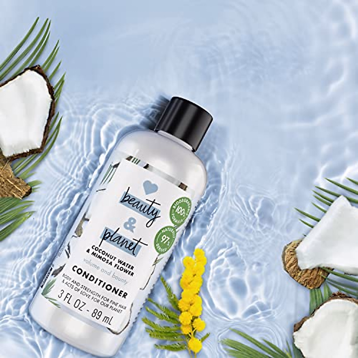 Love Beauty and Planet Volume and Bounty Conditioner For Thin and Fine Hair Care Coconut Water & Mimosa Volumizing Conditioner 0% Silicones, Parabens, and Dyes 3 oz, Pack of 12