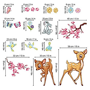 decalmile Woodland Animals Wall Stickers Deer Squirrel Birds Flowers Wall Decals Kids Room Baby Nursery Wall Decor