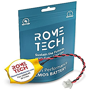 Rome Tech CMOS Battery for Dell Alienware M11x / Dell Alienware M11x R2 / Dell Alienware M11x R3 / Dell Alienware M14x / Dell Alienware M14x R2 - Backup BIOS RTC 3V CR2032 with 2 Pin 2 Wire Cable