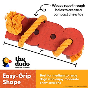 The Dodo 2-in-1 Nylon + Bamboo Dental Chew & Tug, Bacon Scented; Use Small or Large for Two Ways to Play; Tug Rope or Compact Chew