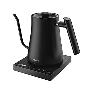 Gooseneck Electric Kettle Fabuletta Electric Kettle Temperature Control 100% Stainless Steel Inner Lid & Bottom Pour Over Coffee Kettle & Tea Kettle 1200W Quick Heating 1L Tea Pot for Family