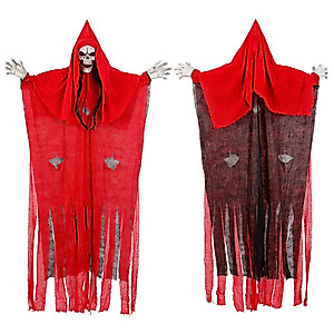 Scorpiuse Halloween Hanging Ghost Large Life-Size 75 Inches Halloween Prop for Halloween Party Prop Decor (75 Inches, Scarlet)