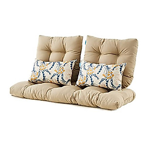 ARTPLAN Outdoor Cushions Loveseat All Weather Chair Cushions Bench Cushions Set of 5 Wicker Tufted Pillow for Patio Furniture