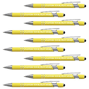 10 Pcs Personalized Pens Bulk Custom Ballpoint Pen, Engraved Pen with Name Logo Text Stylus Pens for Touch Screens Bulk-for Businesses, Office, Events, Wedding Gift for Men Women - 18 Colors