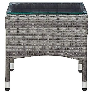 Higsose Coffee Table Gray 23.6"X15.7"X14.2" Poly Rattan，Dining Table，Living Room Tables，Pedestal Coffee Table，Tiny Coffee Table，Bar Table，Coffee Tables for Living Room