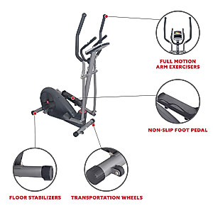 Sunny Health & Fitness Full Body Workout Electric Motorized Elliptical Trainer with Pre-Programmed Digital Performance Monitor, Low Impact Exercise, and Pulse Sensors - SF-E320002