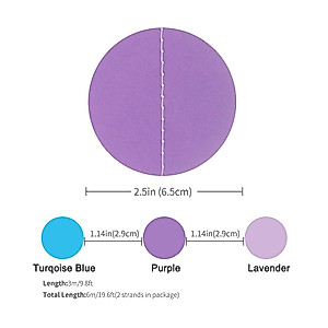 Paper Garland Circle Dots Hanging Decoration, 2.5'' in Diameter,10-feet (Purple,Lavender,Turquoise Blue, 2pc)