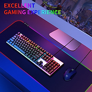 RGB Gaming Mouse Pad, Extended Large Mouse Pad with 14 Lighting Modes, Waterproof and Non-Slip Rubber Base Keyboard Mat Soft Gaming Pad Size 31.5X12 in