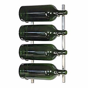 Large Format Bottle Metal Hanging Wall Mounted Wine Rack (Black)
