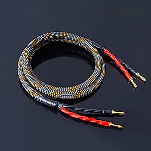 JORZOR 1 Pack 10AWG Speaker Cable,with Gold Plated Banana Plug, Oxygen Free Copper (1 Pack（3.3FT）)