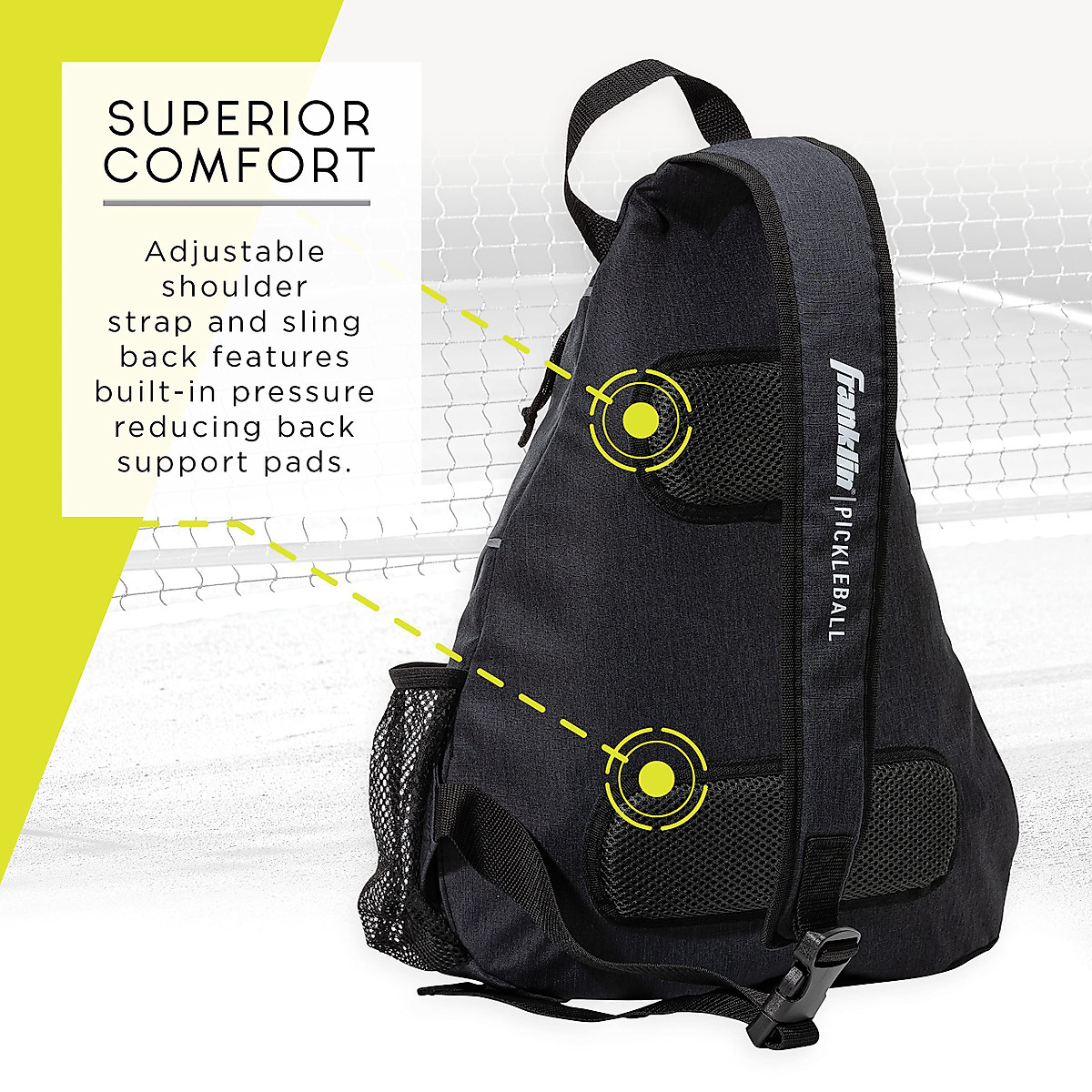 Franklin Sports Pickleball Bags - Pickleball Sling Bag Backpack for Gear + Equipment - Pickleball Bag for Men + Women - Holds Paddles, Pickleballs + Accessories - Official US Open Pickleball Bag