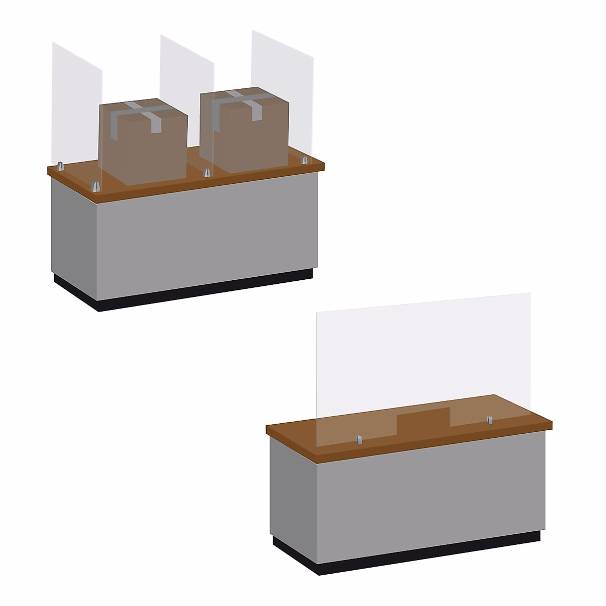 Aluminum Desk Partition Clamp for 1/8" to 1" Thick Panels (Pack of 2)