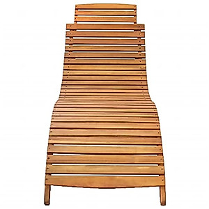 YEZIYIYFOB Sun Lounger with Footrest Outdoor Garden Chair Patio Chaise Lounge Recliner Sunbed Folding Deck Chair Weather Resistant Foldable Solid Acacia Wood Brown 72.4" x 21.7" x 25.2"