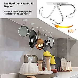 DKHDBD Large Adhesive Hooks, 16-Pack Hold 44lb(Max) Heavy Duty Sticky Hooks, Waterproof Transparent Hooks for Hanging, Self-Adhesive Traceless Clear Wall Hooks to Use for Keys Robe & Towel