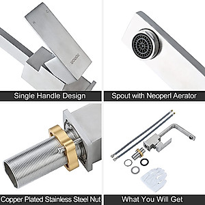 WOWOW Bar Faucets Stainless Steel Modern Bar Sink Faucet Single Hole Prep Kitchen Faucet Brushed Nickel Single Handle Lavatory Sink Faucet Mixer Small Kitchen Tap