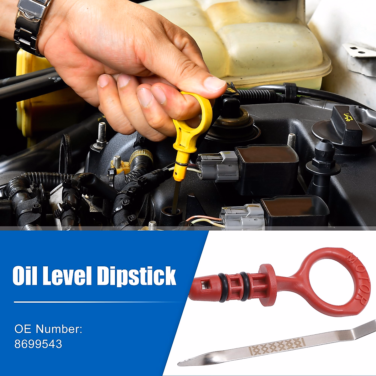uxcell Engine Oil Level Indicator Dipstick for Volvo S60 2001-2009 for Volvo S80 2001-2006 for Volvo XC90 2003-2014 for Volvo XC90 2016-2022 No.8699543