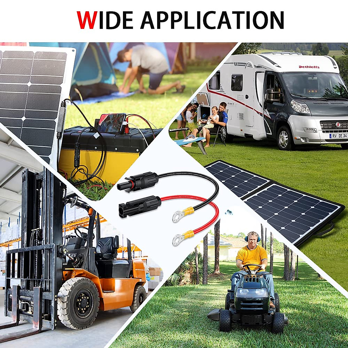 ELECTOP 10AWG Solar Panel Connector Cable, Solar Connecter to O Ring Solar Panel Adaptor Cable with Male and Female Connector for Solar Generator Inverter Battery Pack Charger