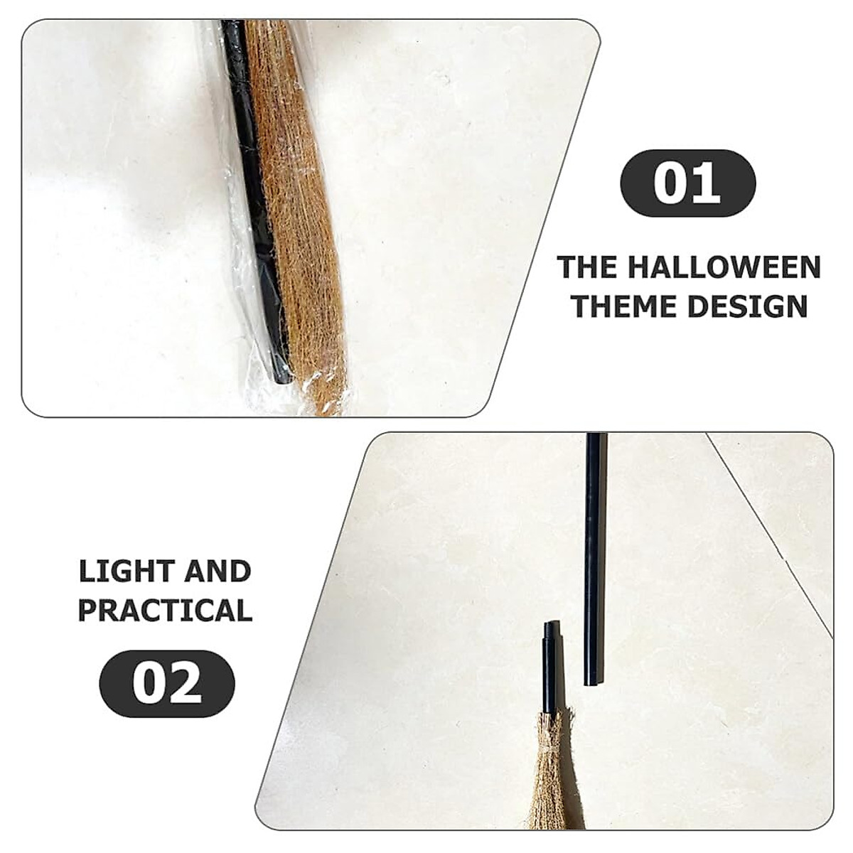 Cabilock Masquerade Witch Broom Wooden Household Model