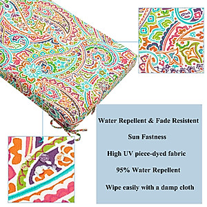 FUNHOME Outdoor Cushion Covers,42" x 18" x 3", No Insert! Patio Cushion Covers Replacement for Outdoor Furniture,Water Resistant Patio Bench Loveseat Cushion Covers 1 Pack, Melora Paisley(Covers ONLY)