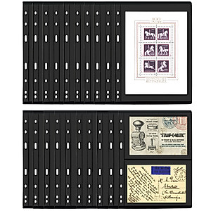 MUQING Stamp collecting storage supplies, 20 Sheets Stamp Pages Sleeves for Stamp Album Binder, Toughness Not easy to creak (1 and 2 Rows)