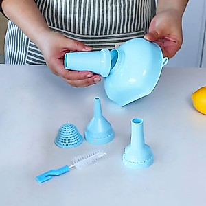 Delove 6-Piece Kitchen Funnel with Screw Spouts -Multi-Purpose Plastic Canning Funnels for Kitchen Use Filling Bottles Mason Jars- Wide Mouth Funnel Set with Strainer -Food Grade and BPA Free