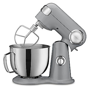 Cuisinart SM-50GR Precision Master 5.5-Quart 12-Speed Stand Mixer with Mixing Bowl, Chef's Whisk, Flat Mixing Paddle, Dough Hook, and Splash Guard with Pour Spout, Dove Gray