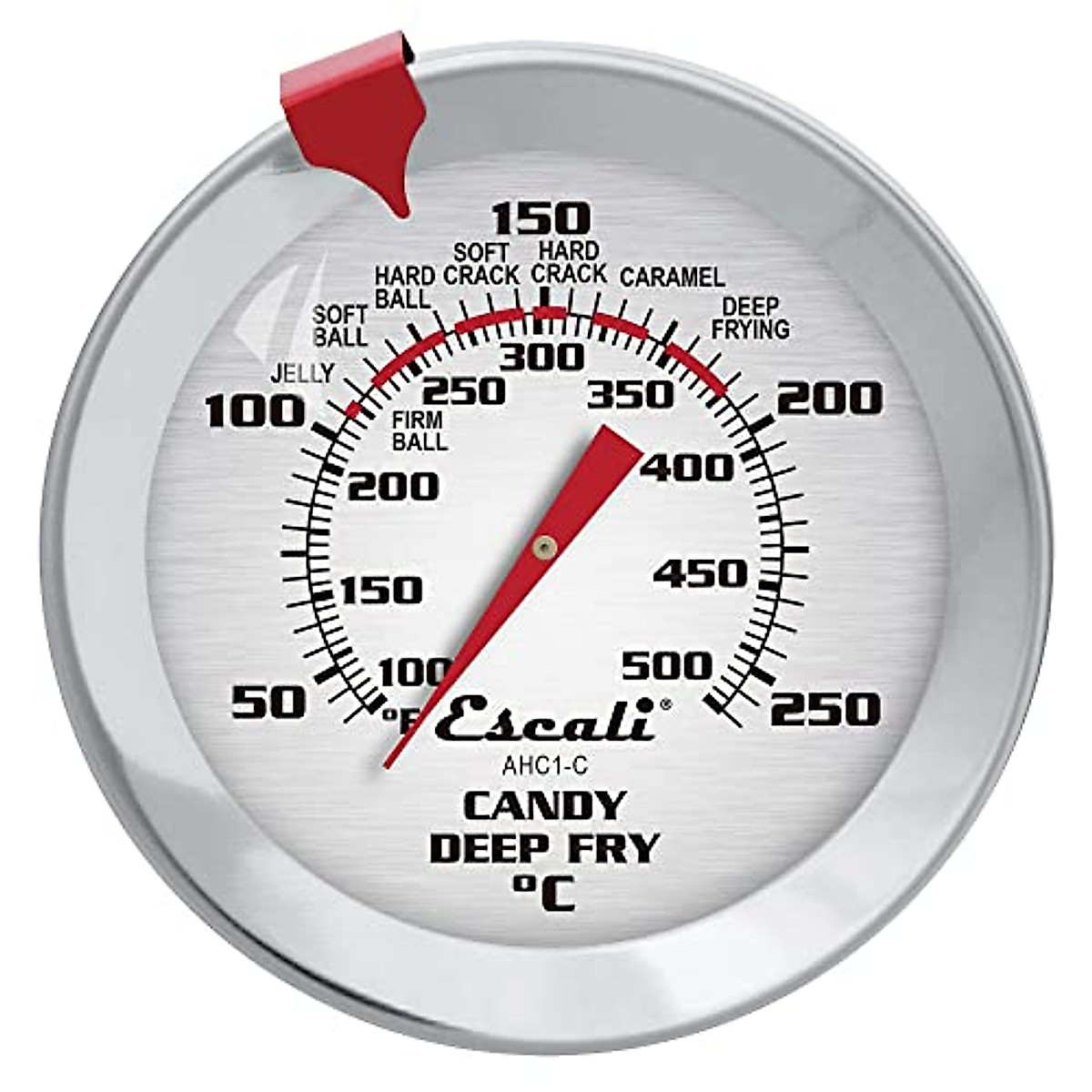 Escali AHC1 Stainless Steel Deep Frying and Candy Thermometer with Pot Clip, 5-Inch Probe with Candy Temperature Zones, NSF Certified