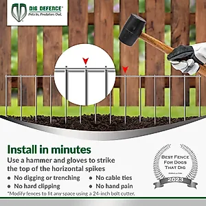 Dig Defence 10 Pack, 30’ Original Animal Barrier Fence - Large No Dig Fence for Dogs and Rabbits, Durable Outdoor Dog Fence Barrier for Yard & Patio