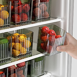 Typutomi 3 PCS Fridge Side Door Storage Containers, Refrigerator Organizer Bins Plastic Food Fresh Storage Box for Fridge, Counter, Cabinet, Pantry(Green)