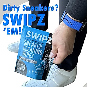 Swipz Shoe and Sneaker Wipes - Complete Tennis Shoe Cleaner Eraser Kit - Instant White Leather Sole Cleaner Cloths in 12 Travel Packs