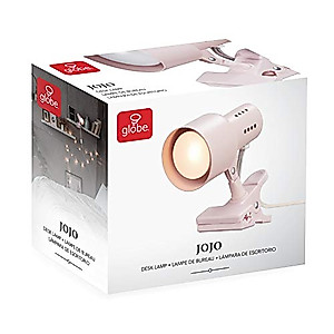 Globe Electric 52964 JoJo 5.5" Clip-Arm Desk Lamp, Matte Pink, in-Line On/Off Switch, Bulb Included