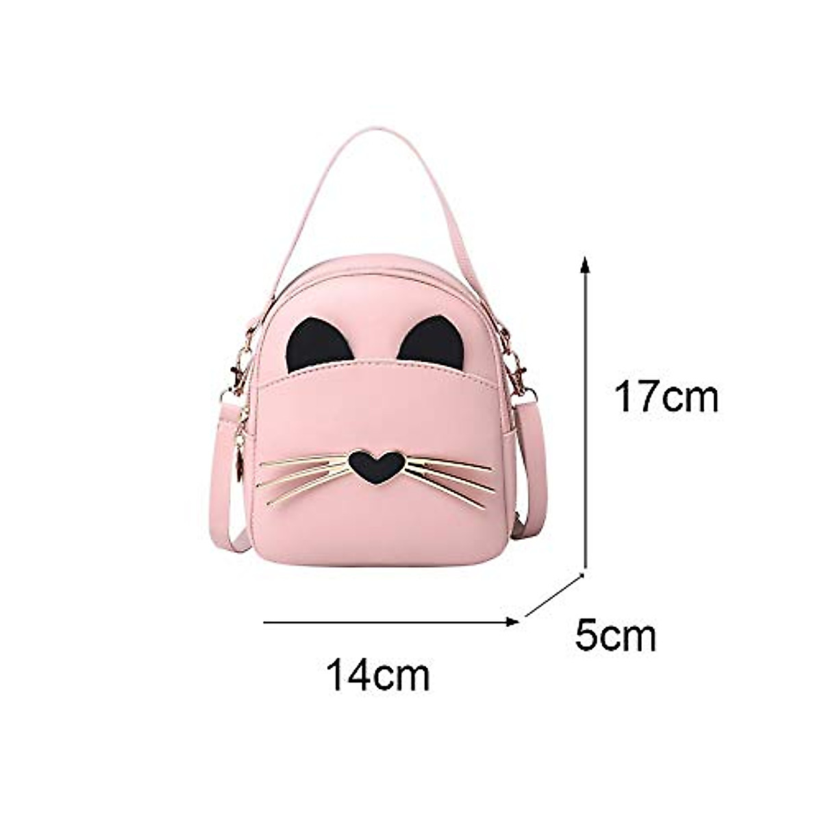 ASUYOERU Women Leather Crossbody Messenger Bag Cartoon Cute Cat Shoulder Backpack, Pink, large 41*30*12cm