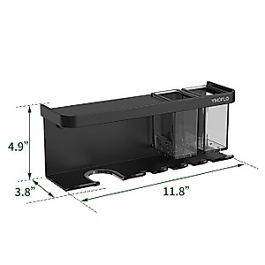 YIHOFLO Hair Dryer Holder Wall Mounted Adhesive/Drilling, Hair Dryer Storage Organizer with Shelf & Hooks. Hair Dryer Rack for Bathroom, Blow Dryer Holder, Hair Tool Organizer (Black)