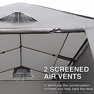 EVER ADVANCED 7.4 x 6.2 Outdoor Storage Tent with Vents Carport Canopy with Waterproof Cover Temporary Shelter for Bike, Motorcycle, Grey