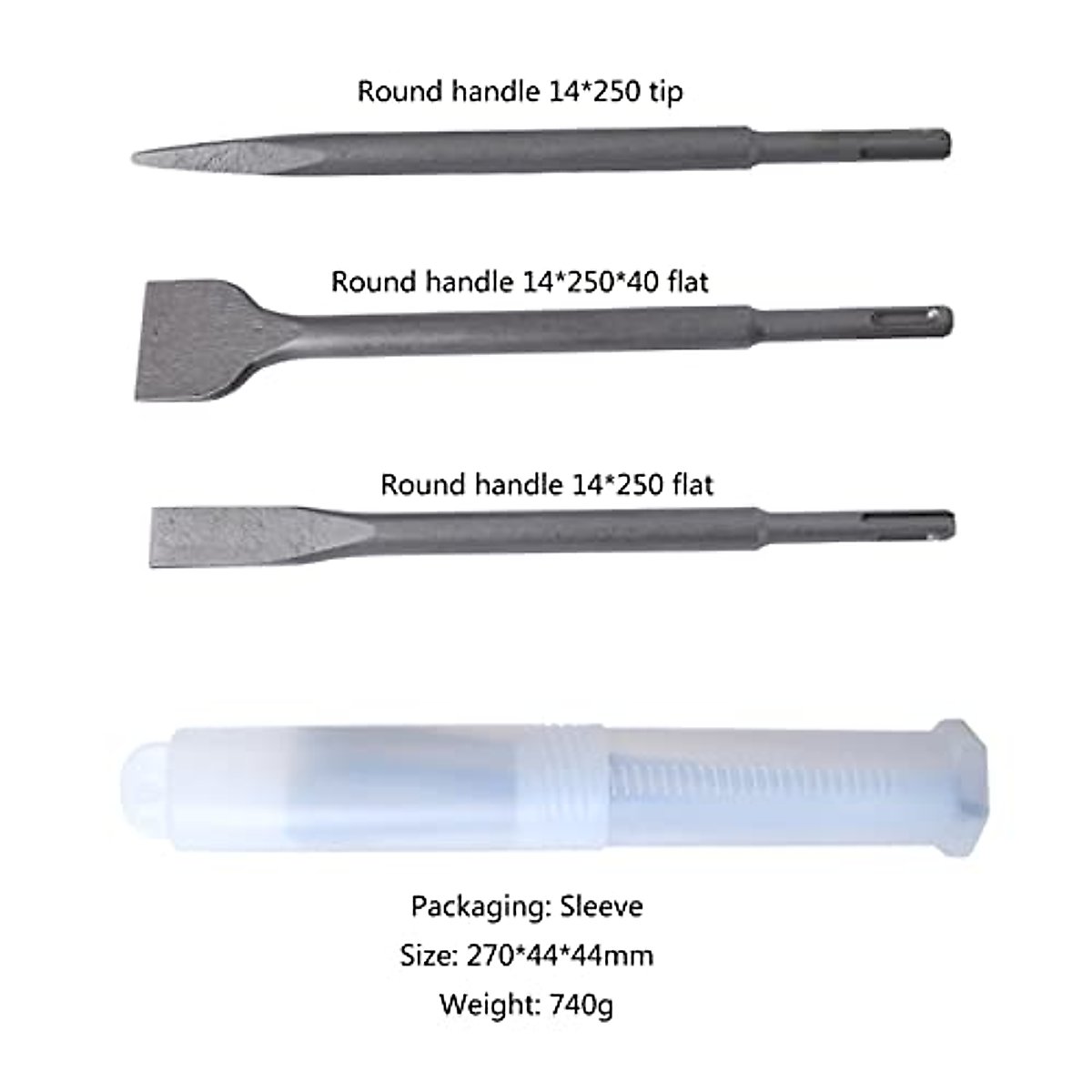 ✪ 3x SDS Plus Chisel Set Round Handle Point Chisel Flat Chisel Wide Chisel Tools