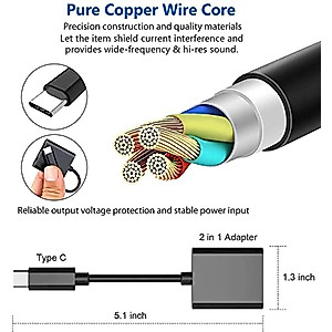 USB Type C to 3.5mm Headphone and Charger Adapter, 2-in-1 USB C to AUX Mic Jack with PD 30W Fast Charging for Stereo,Compatible with Huawei P30 20 Pro/Mate 20 Pro/Google Pixel/Samsung/OnePlus/More USB
