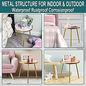 H HUIYKALY Kids Nightstand,Small Nightstand Bed Side Table for Kids Room,Small Table Round Nightstand for Bedroom,Pink/Gold