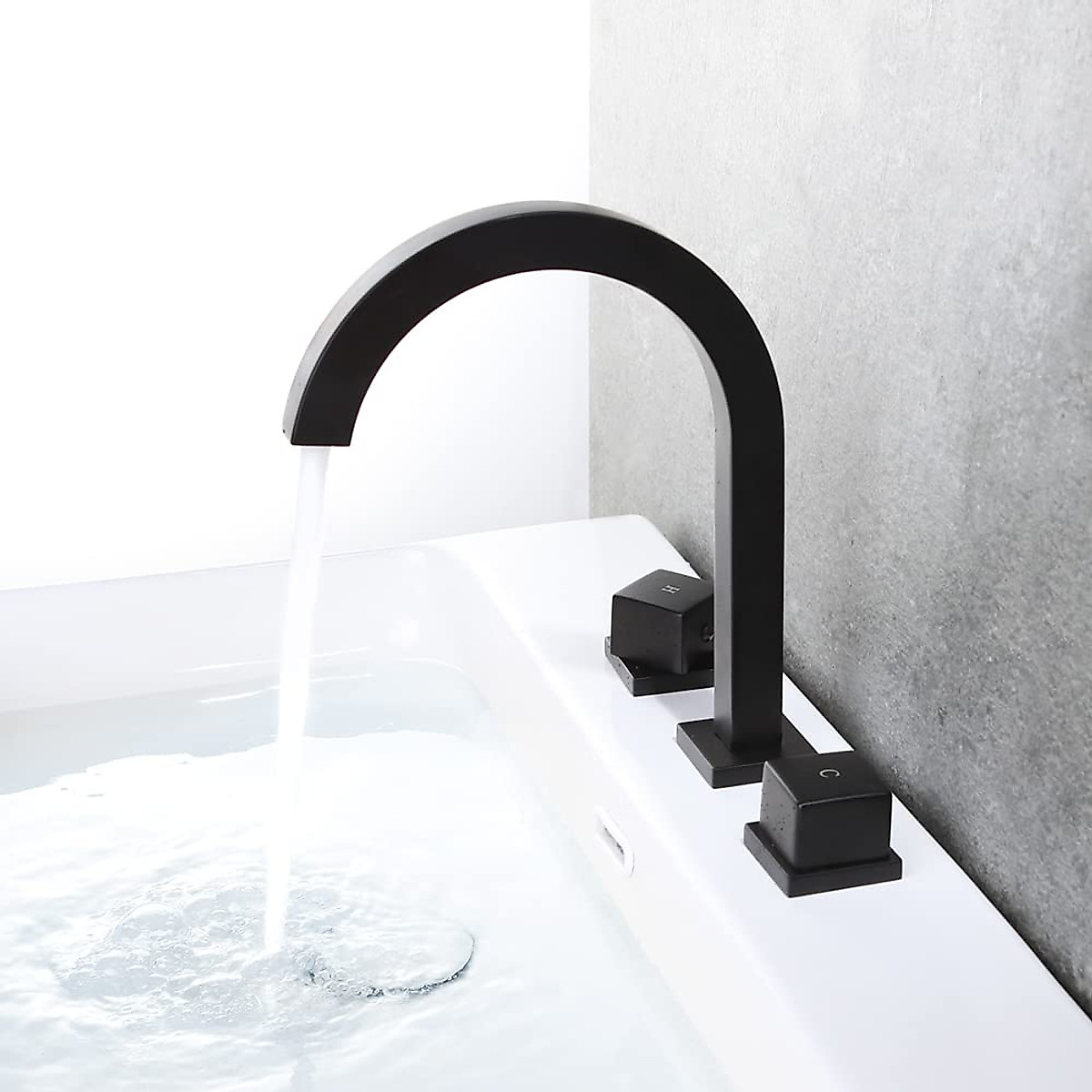 POP SANITARYWARE 2-Handle 8 Inch Matte Black Widespread Bathroom Faucet 3 Hole Bathroom Sink Faucets Lavatory Vanity Basin Faucets