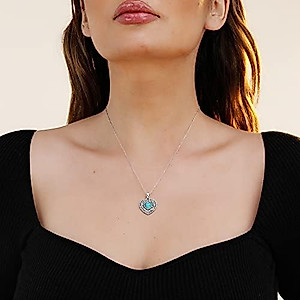 Plesitep Turquoise Heart Necklace Sterling Silver Sunflower Pendant Necklace Jewelry For Women Mom