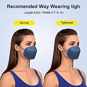 25PCS KN95 Face Mask, 5-Ply Safety Masks for Aldult Men & Women Filter Efficiency≥95% (Blue, Black, Grey)