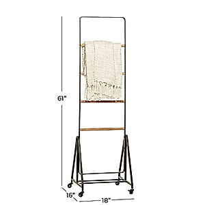 Deco 79 Metal 4 Rack Ladder with Wheels, 18" x 16" x 61", Black