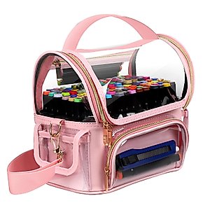 Liengoron Large Colored Pencil Case for 180 Pencils Pencil Case Organizer Colored Pencil Holder Color Pencil Case with 4 Pockets for Colored Pencils Paint Brushes Watercolor Pens Art Supplies, Pink
