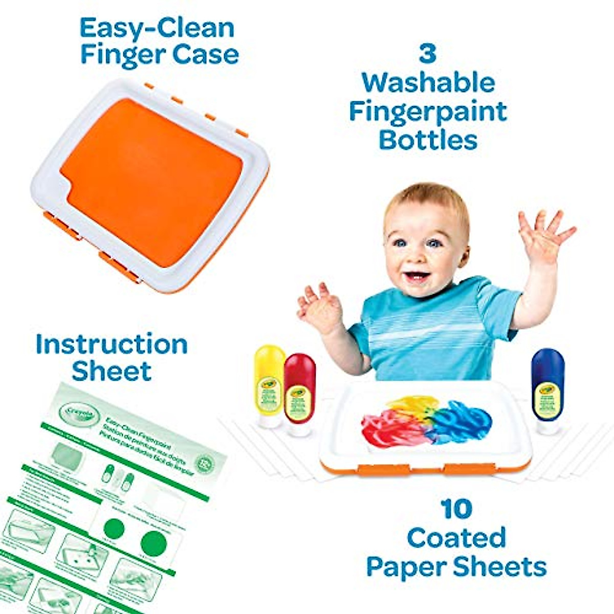 Crayola Washable Finger Paint Station, Less Mess Finger Paints for Toddlers, Kids Gift